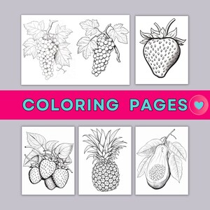 Fruit Coloring Pages Coloring Book Instant Download Printable Activity ...