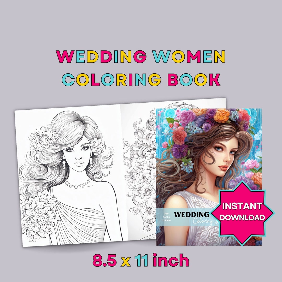 Wedding Women Coloring Adult Coloring Books Adult Wedding Bridesmaid ...