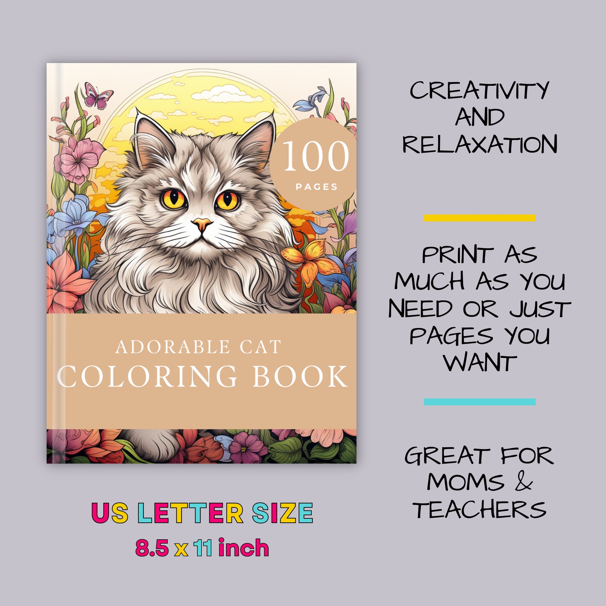 Cat Coloring Book Printable Pdf File Adorable Cats Coloring Pages for ...