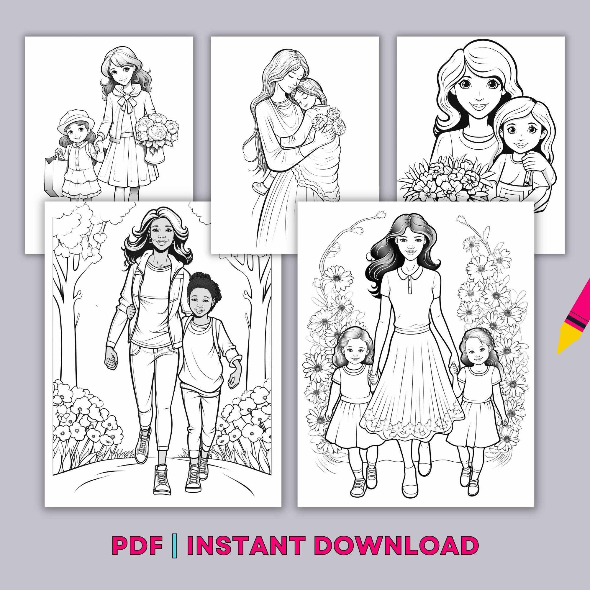 Mother's Day Coloring Pages Mother's Day Coloring Book for Kids Mother ...
