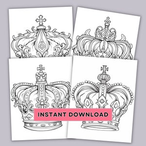 Crown Coloring Coloring Page Printable Pdf File Instant Download ...