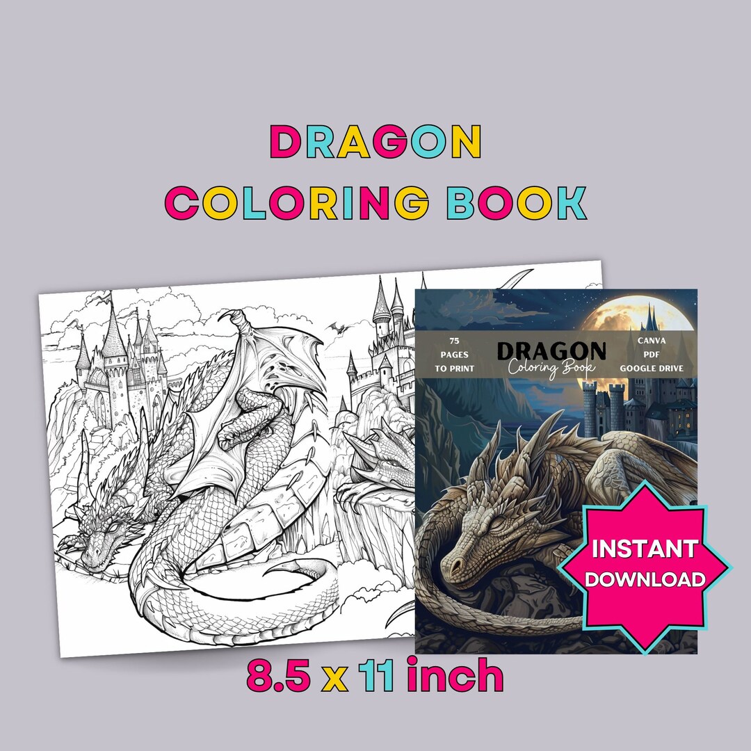 Dragons Coloring Book Dragon Coloring Pages Adult Dragon Coloring Pages ...