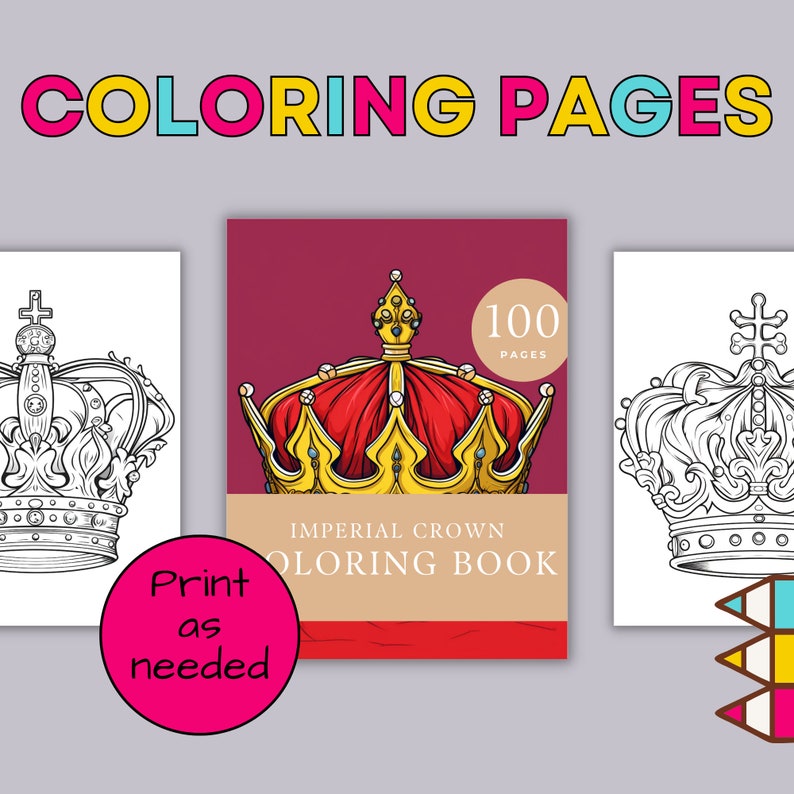 Crown Coloring Coloring Page Printable Pdf File Instant Download ...