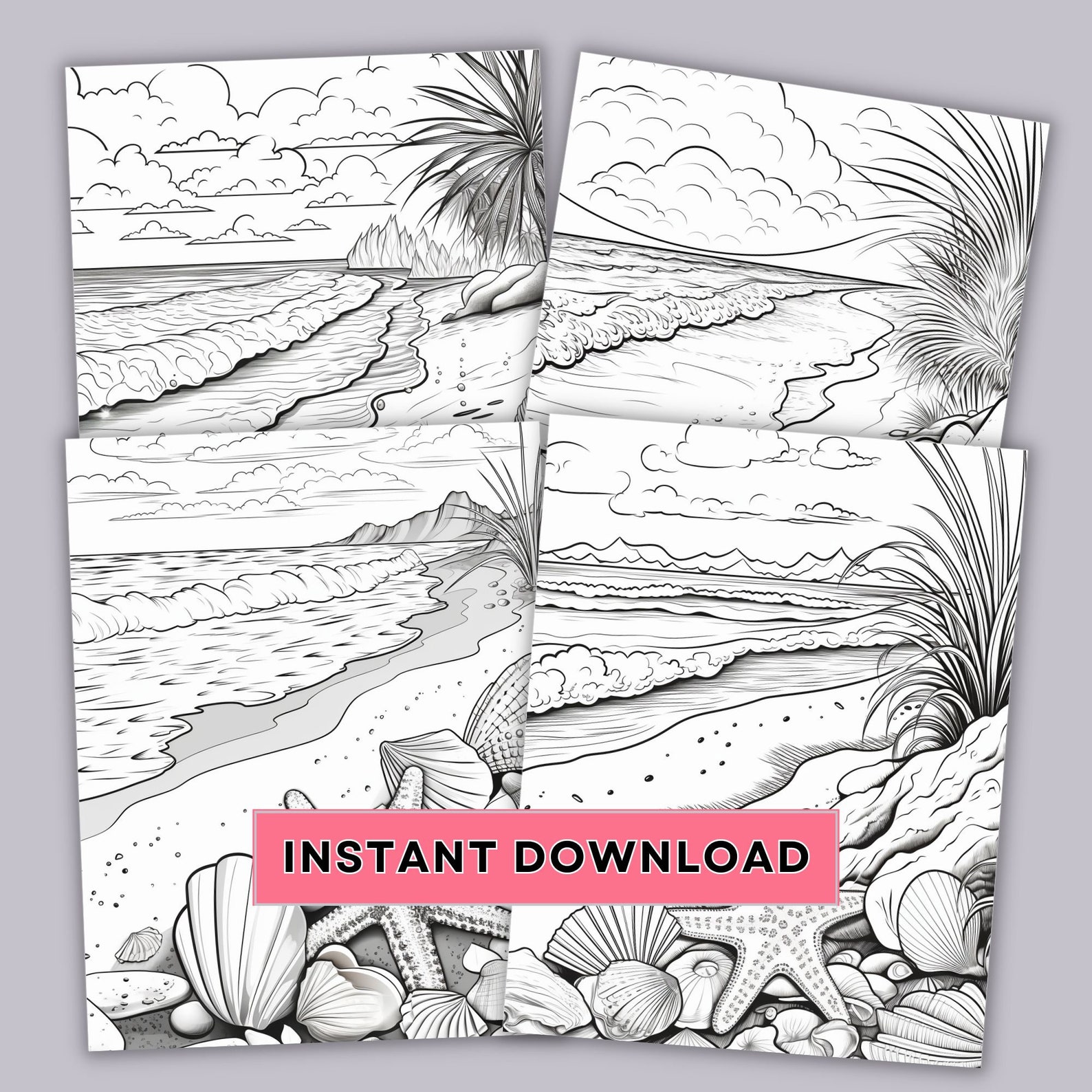 Ocean Beach Coloring Pages Digital Download - Etsy