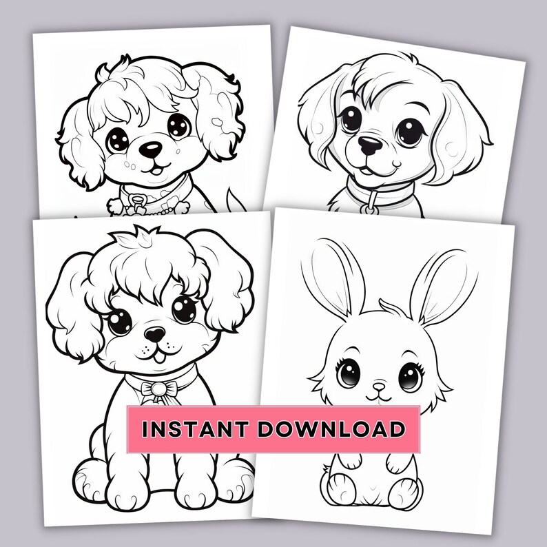 Cute Pets Coloring Pages Cute Pets Coloring Book Animal Coloring Page ...