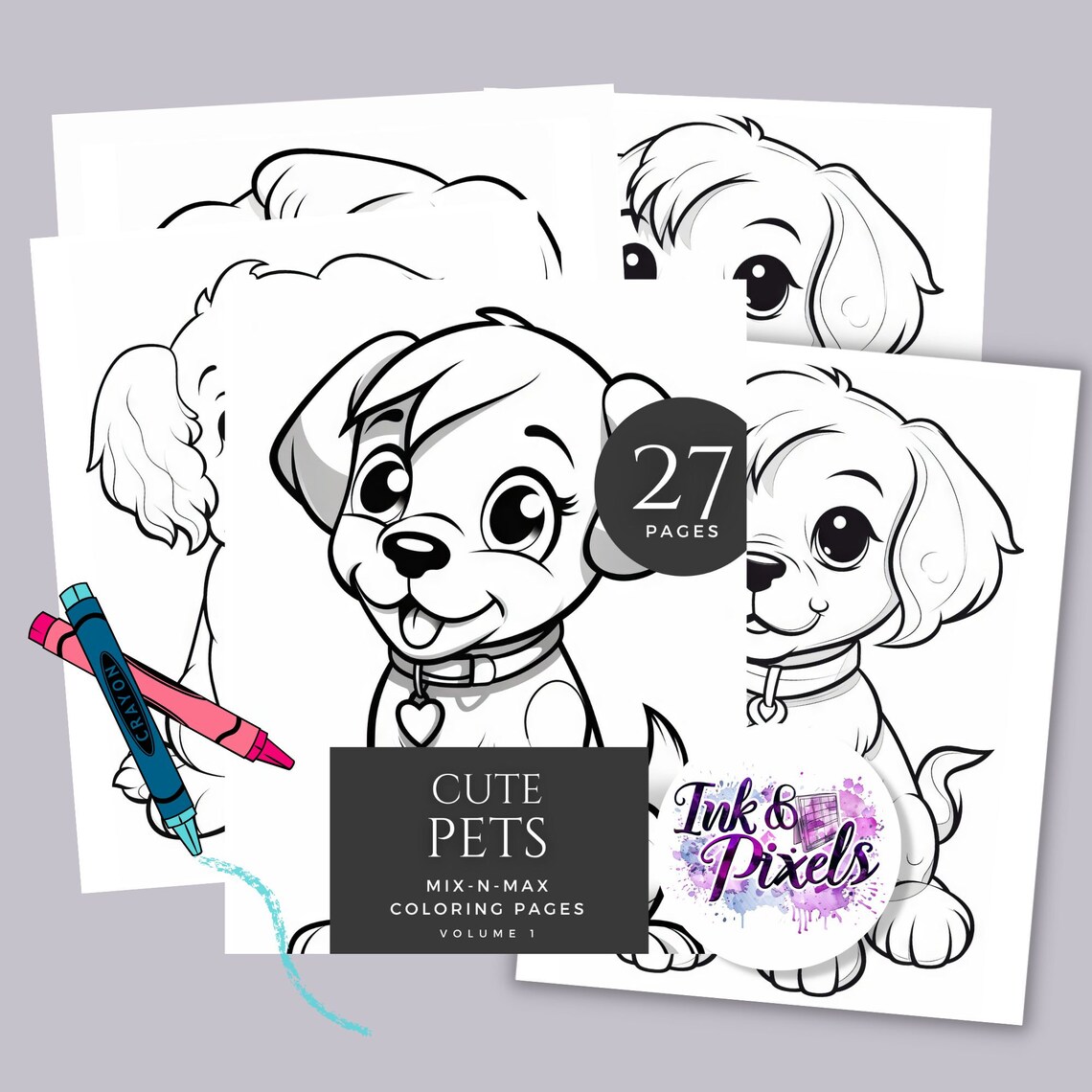 Cute Pets Coloring Pages Cute Pets Coloring Book Animal Coloring Page ...