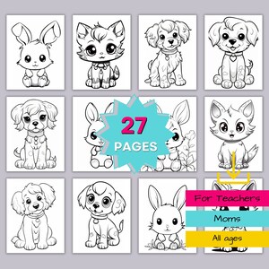 Cute Pets Coloring Pages Cute Pets Coloring Book Animal Coloring Page ...