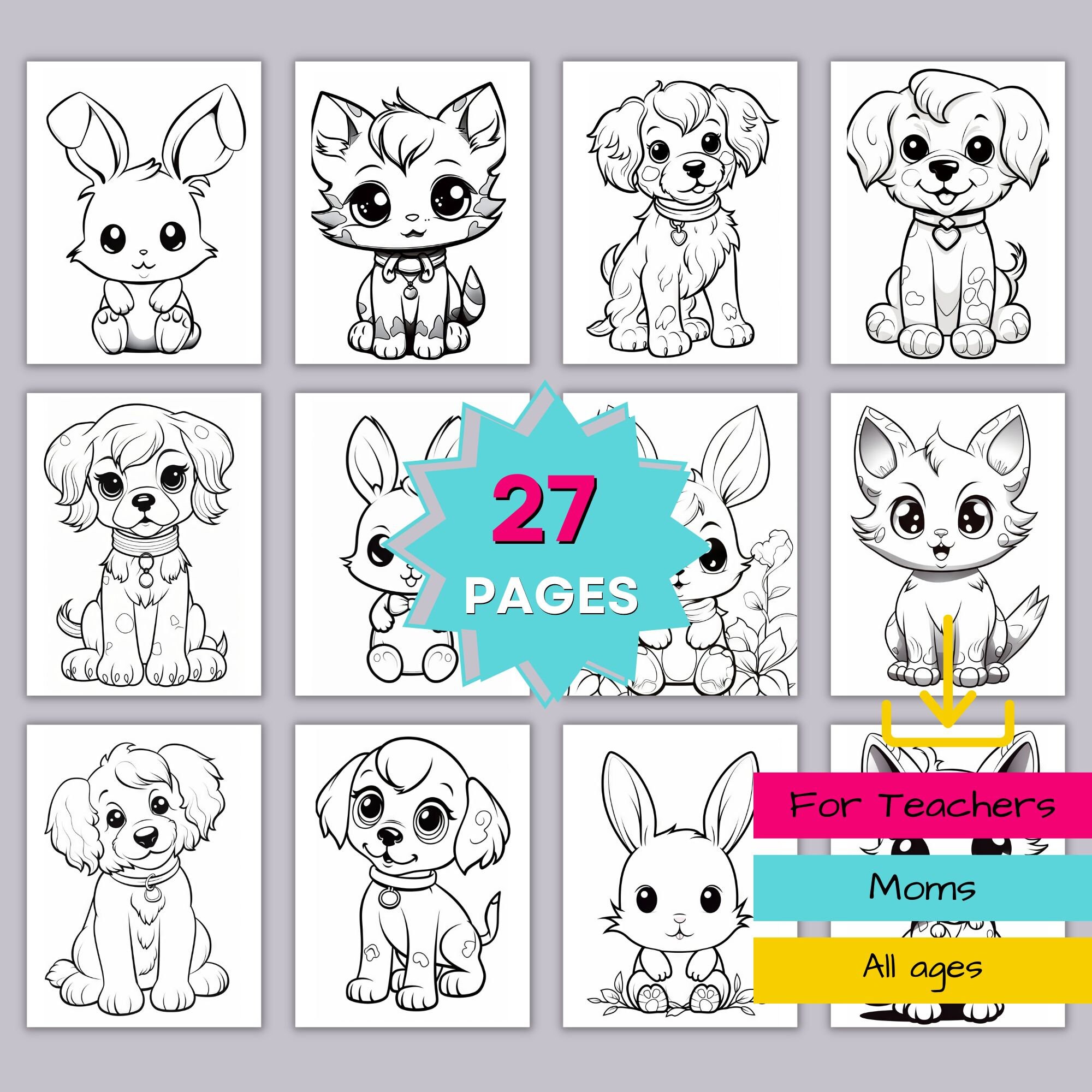 Cute Pets Coloring Pages Cute Pets Coloring Book Animal Coloring Page ...