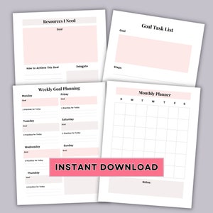 Dream Life Goals Worksheet Vision Board Template Goal Planner Goal ...
