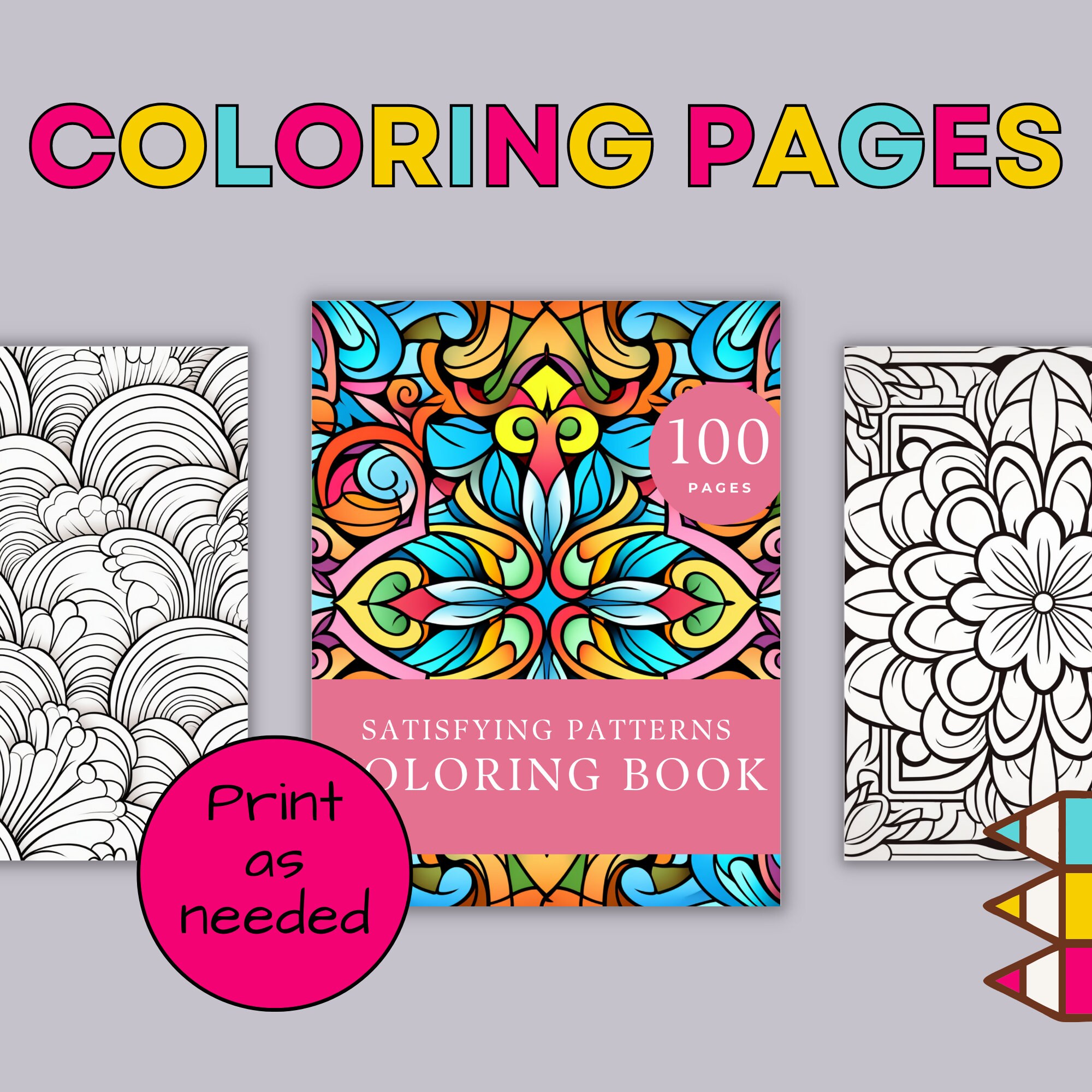 Stress Relieving Coloring Book Pages With Mandala and Pattern Designs ...