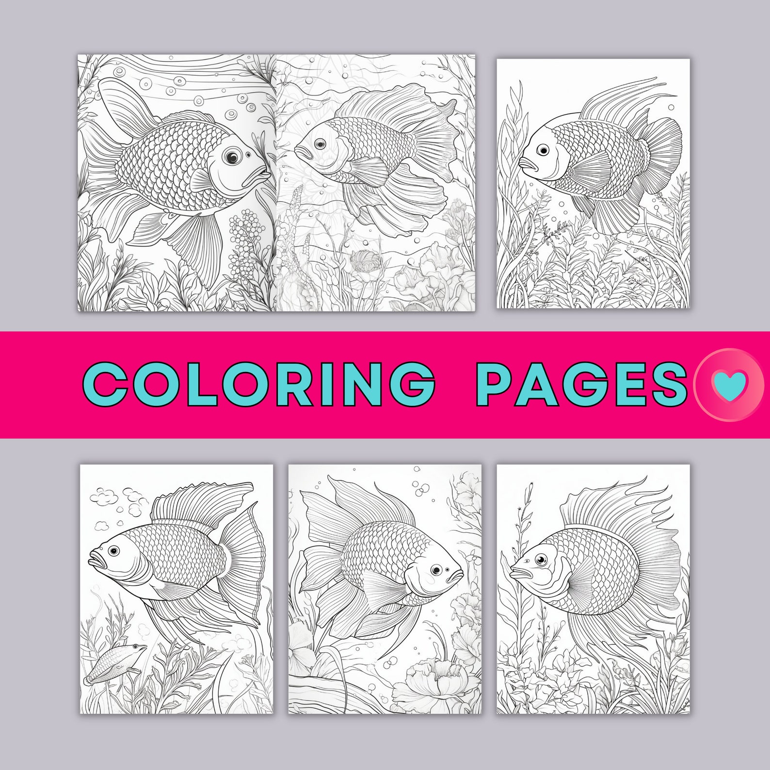Coral Fish Coloring Print & Color Adult Coloring Page Line Art Sea Life ...