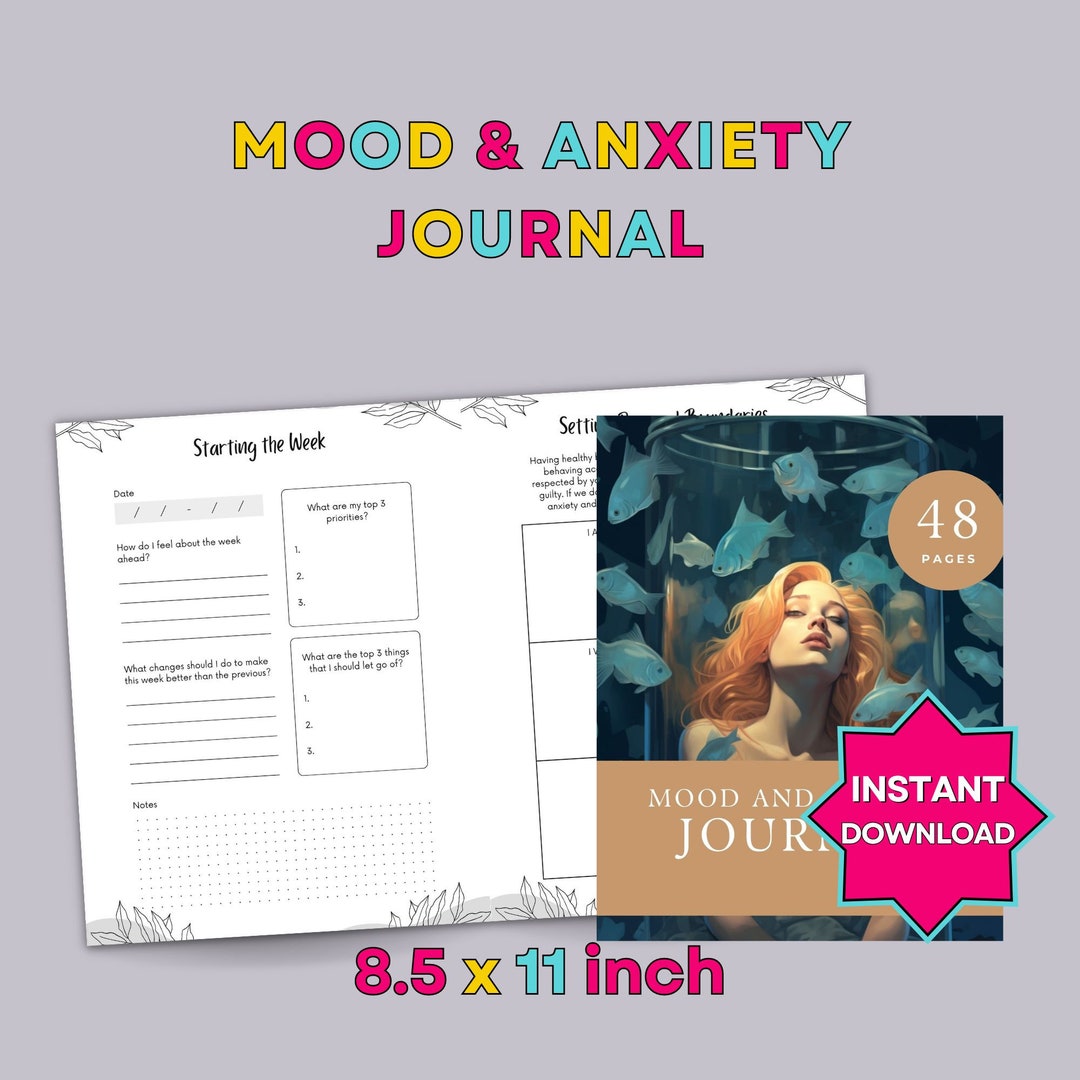 Anxiety Tracker Mental Health Daily Journal Printable Anxiety Worksheet ...