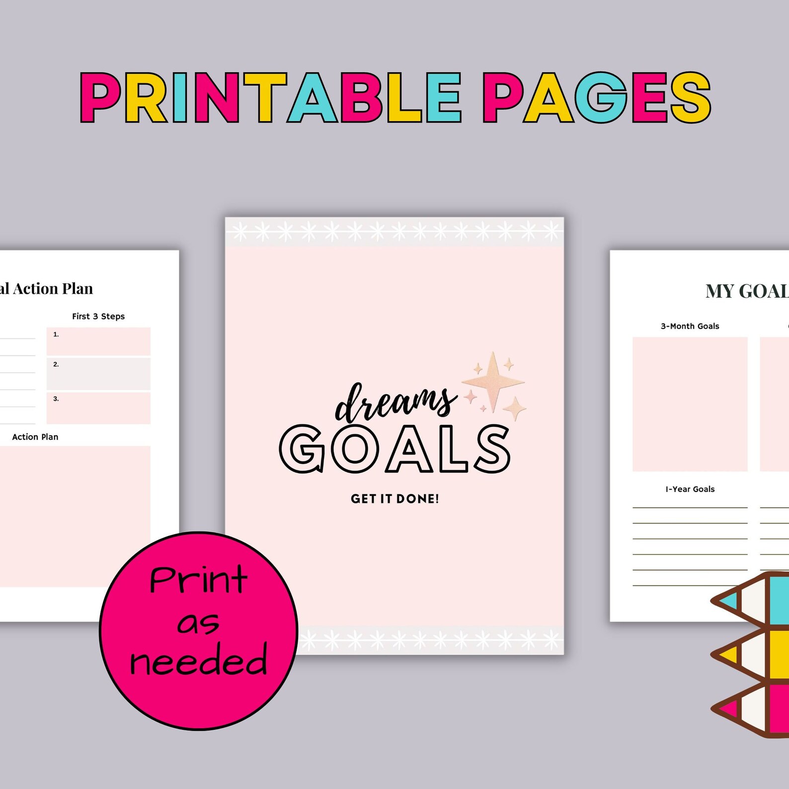 Dream Life Goals Worksheet Vision Board Template Goal Planner Goal ...