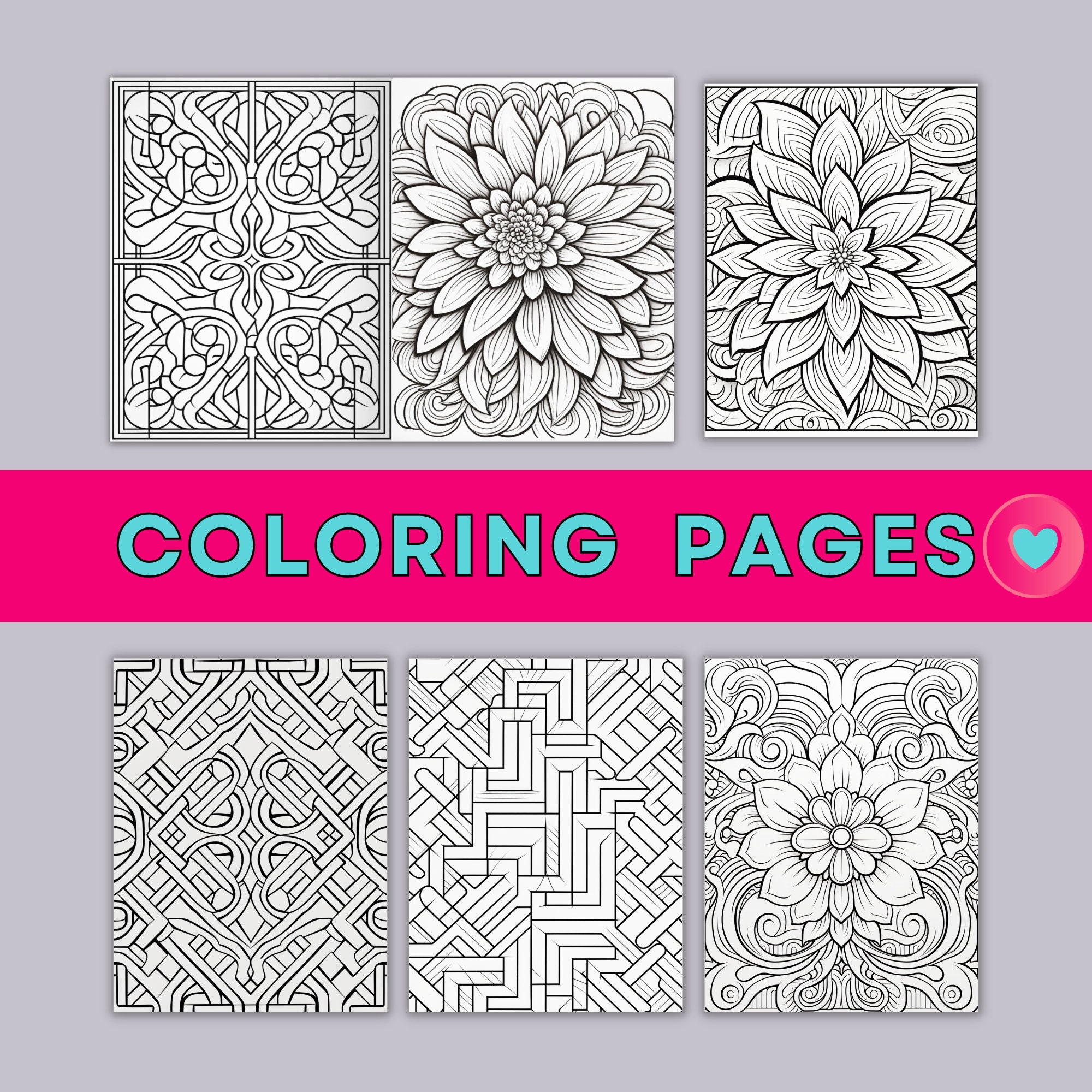 Stress Relieving Coloring Book Pages With Mandala and Pattern Designs ...