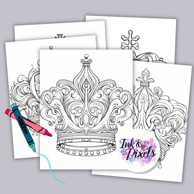 Crown Coloring Coloring Page Printable Pdf File Instant Download ...