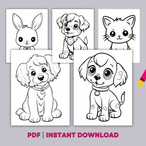Cute Pets Coloring Pages Cute Pets Coloring Book Animal Coloring Page ...