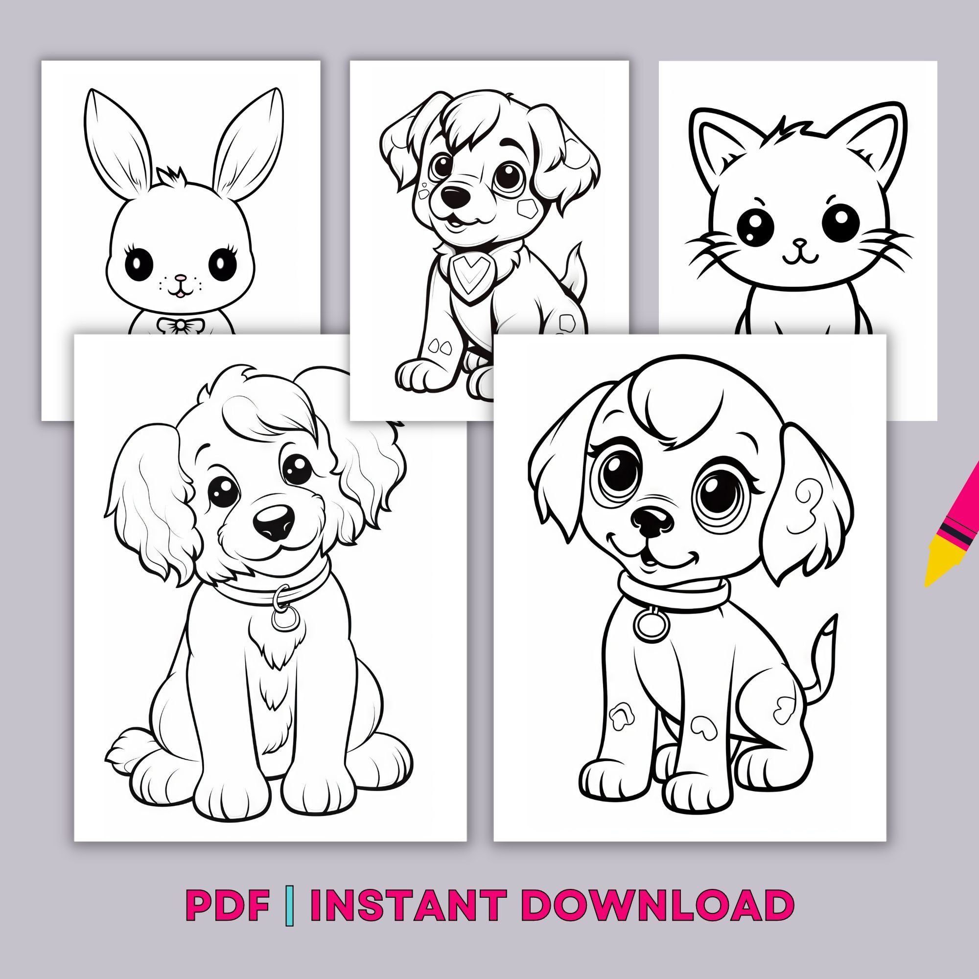 Cute Pets Coloring Pages Cute Pets Coloring Book Animal Coloring Page ...
