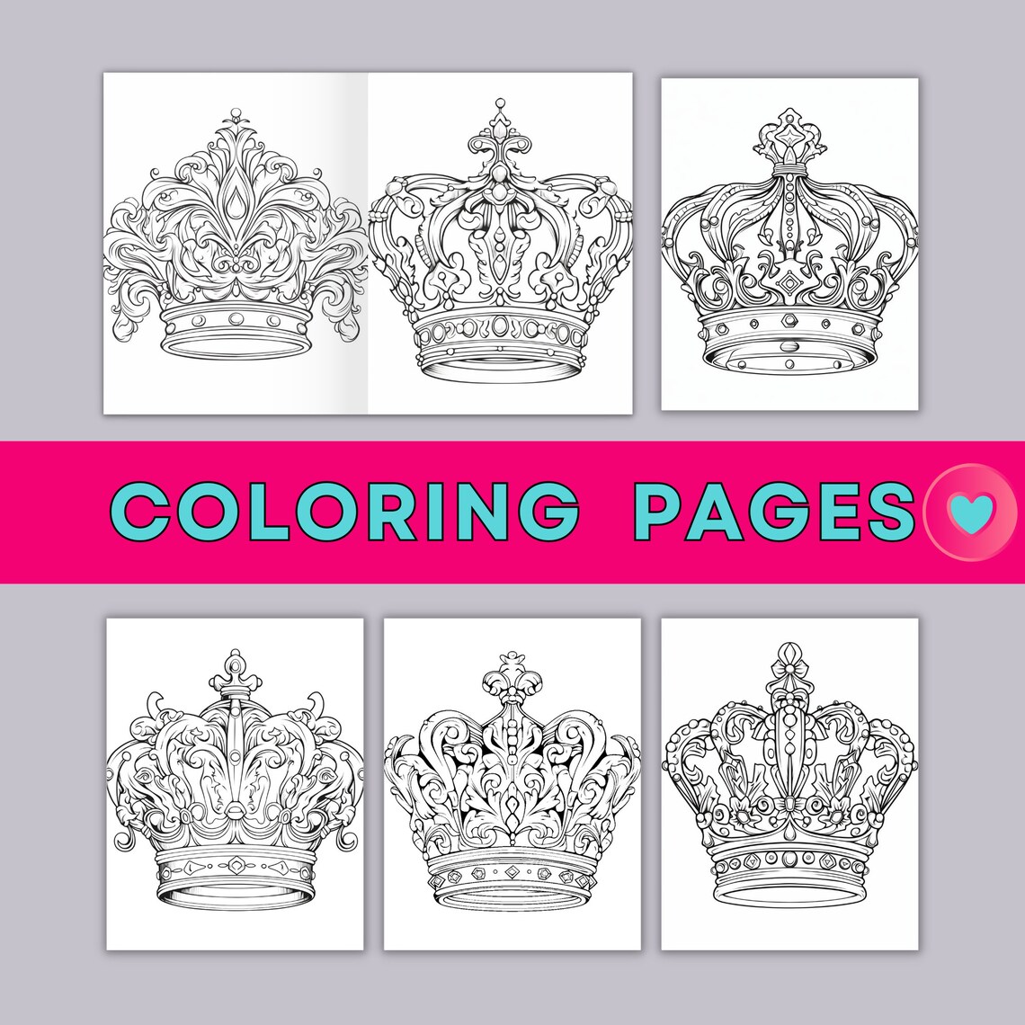 Crown Coloring Coloring Page Printable Pdf File Instant Download ...