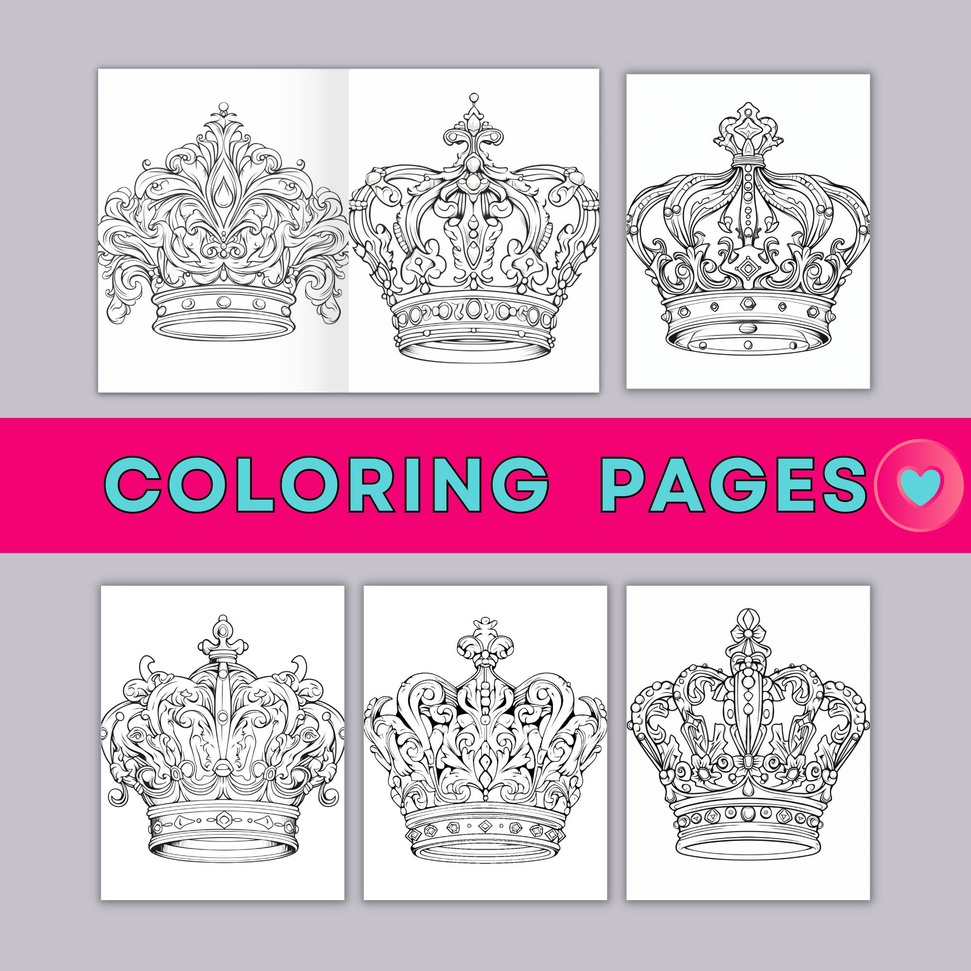 Crown Coloring Coloring Page Printable Pdf File Instant Download ...