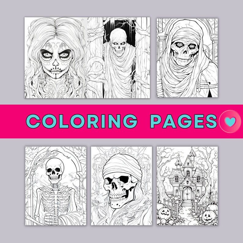 Printable Coloring Pages Spooky Coloring Book for Adults Digital ...