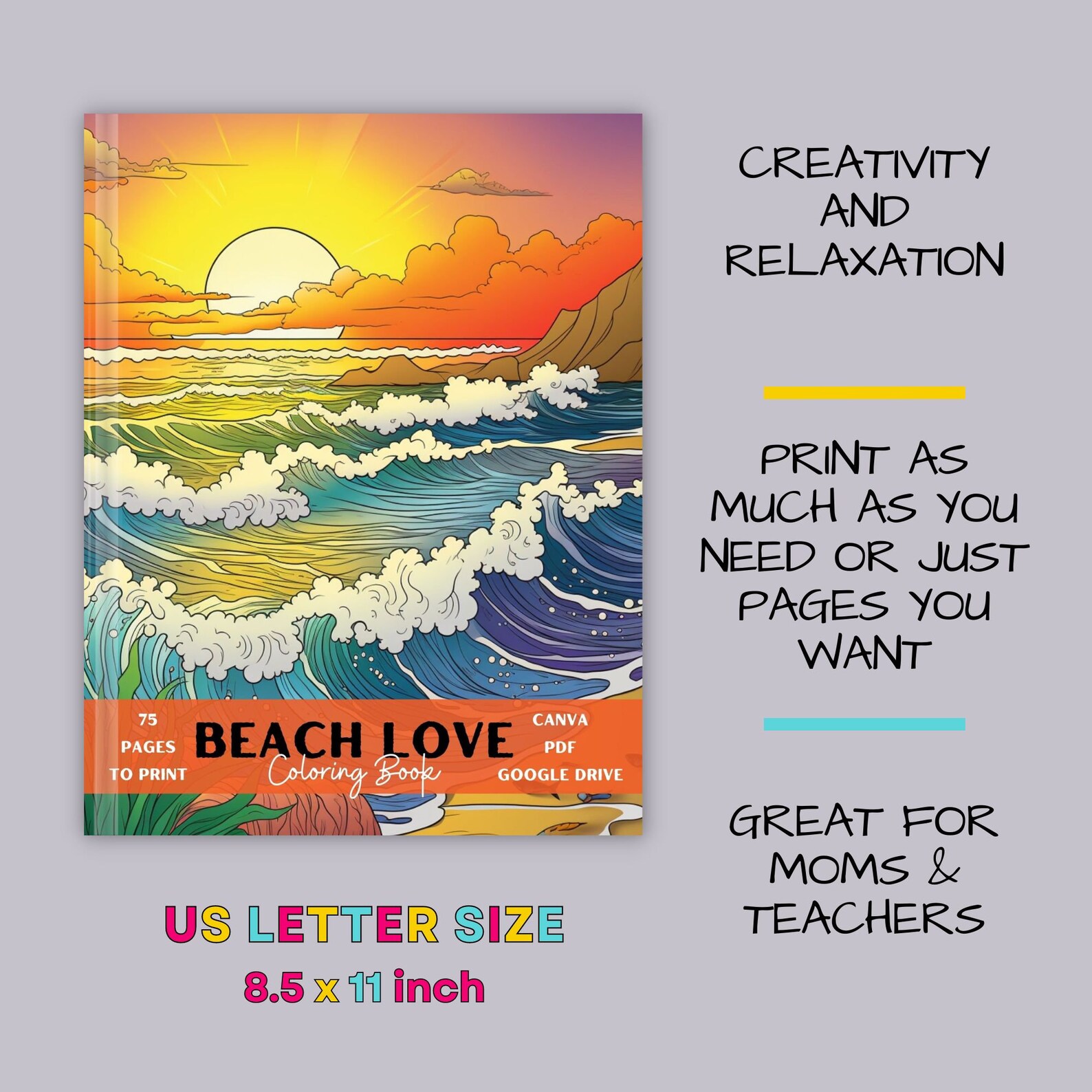 Ocean Beach Coloring Pages Digital Download - Etsy
