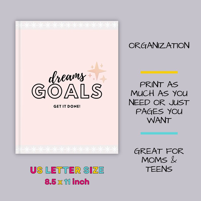 Dream Life Goals Worksheet Vision Board Template Goal Planner Goal ...