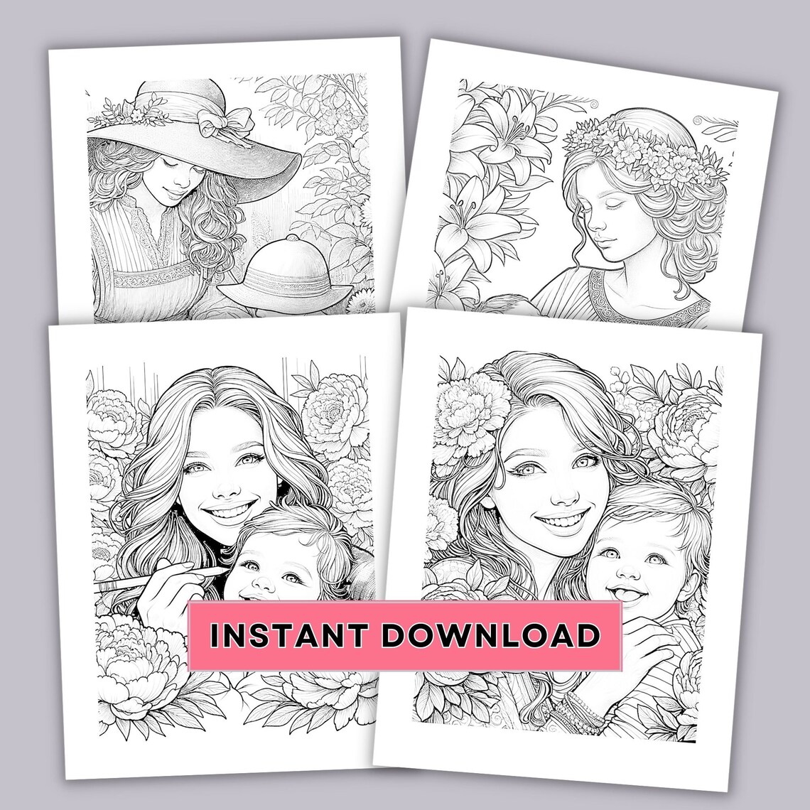 Mother's Day Coloring Pages Mother's Day Coloring Book for Kids Mother ...