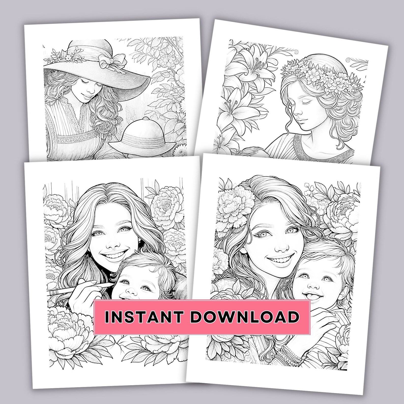 Mother's Day Coloring Pages Mother's Day Coloring Book for Kids Mother ...