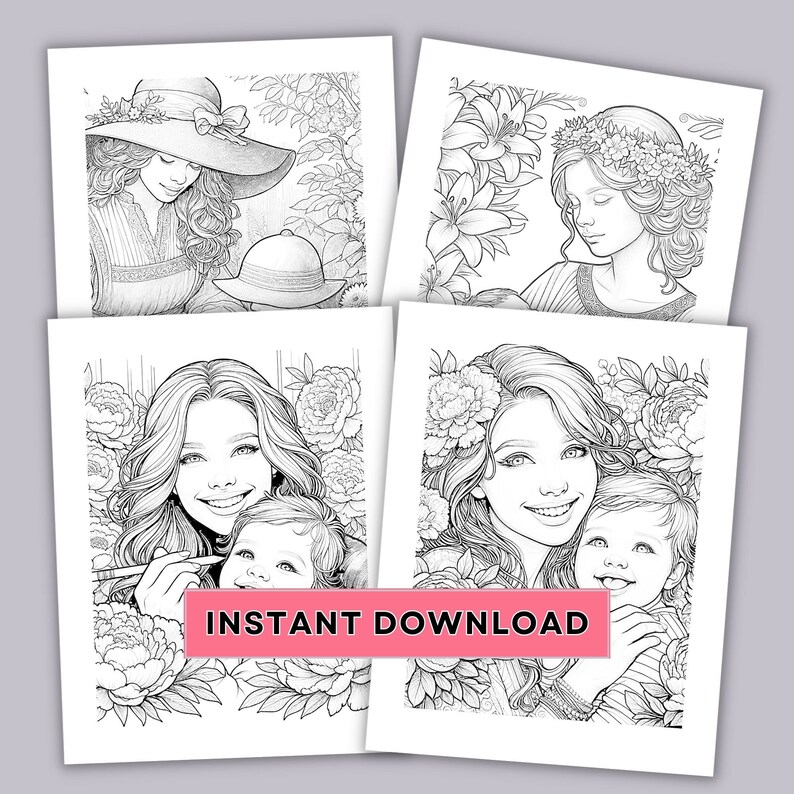 Mother's Day Coloring Pages Mother's Day Coloring Book for Kids Mother ...