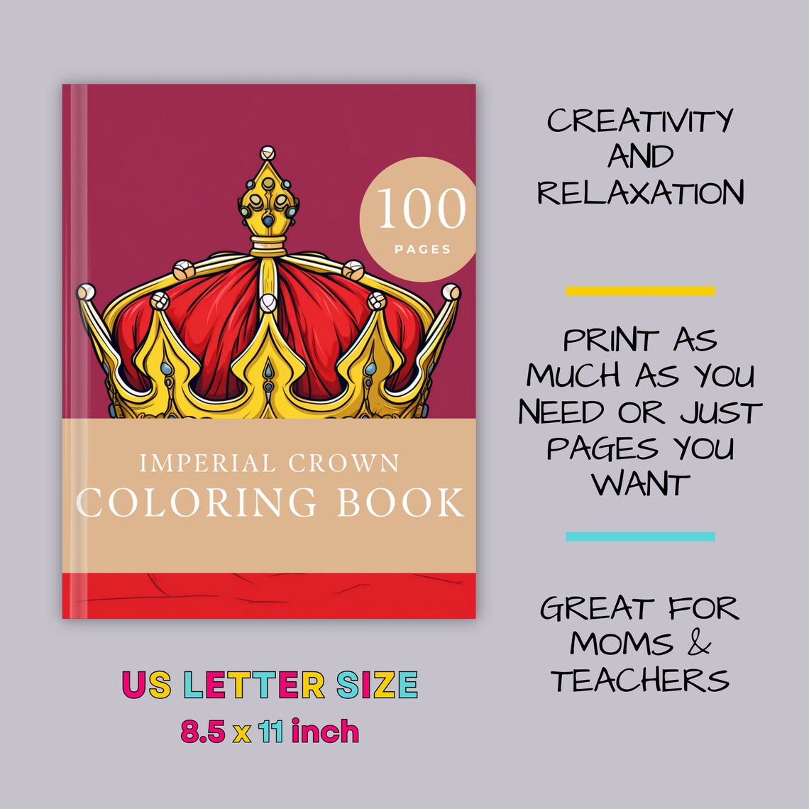 Crown Coloring Coloring Page Printable Pdf File Instant Download ...