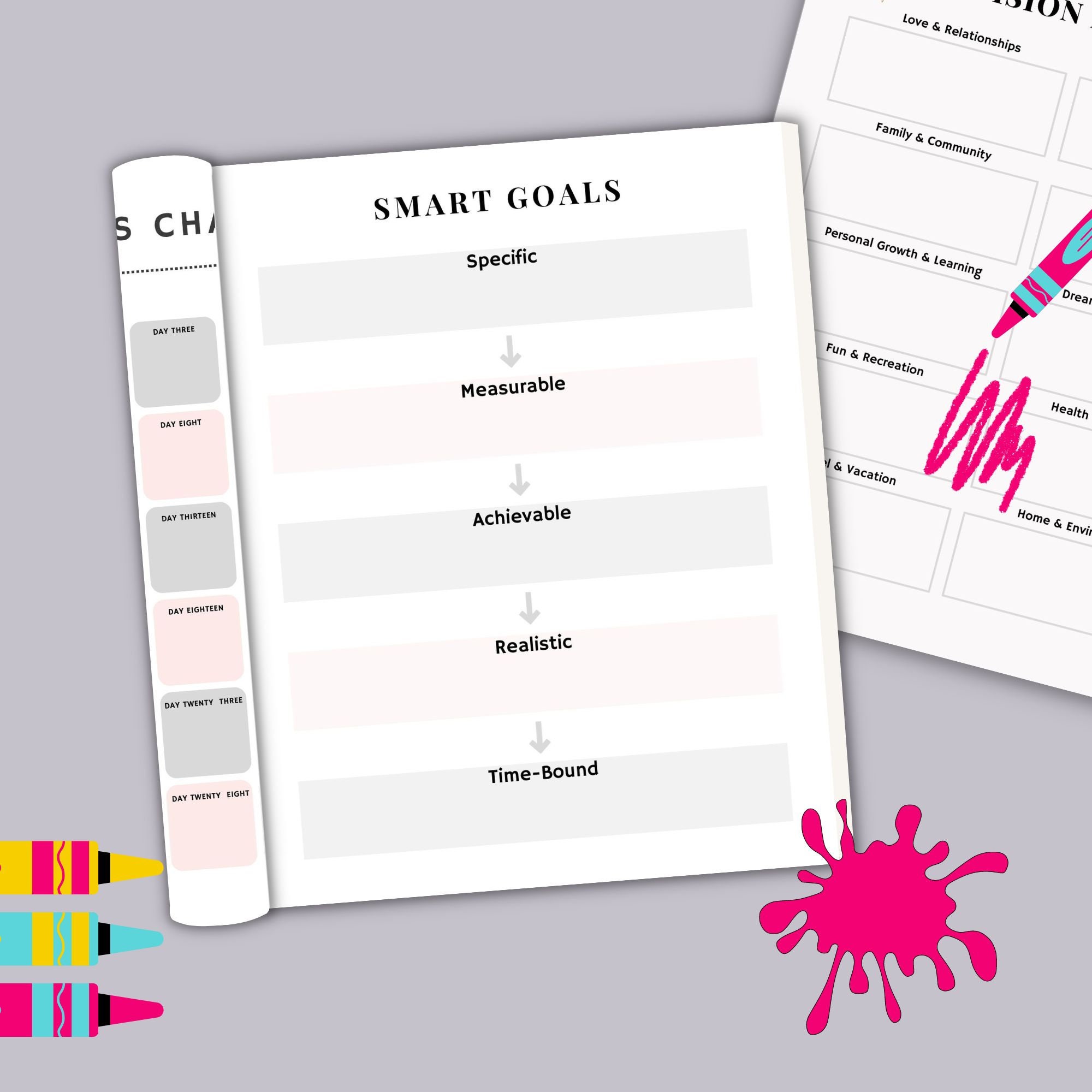 Dream Life Goals Worksheet Vision Board Template Goal Planner Goal ...