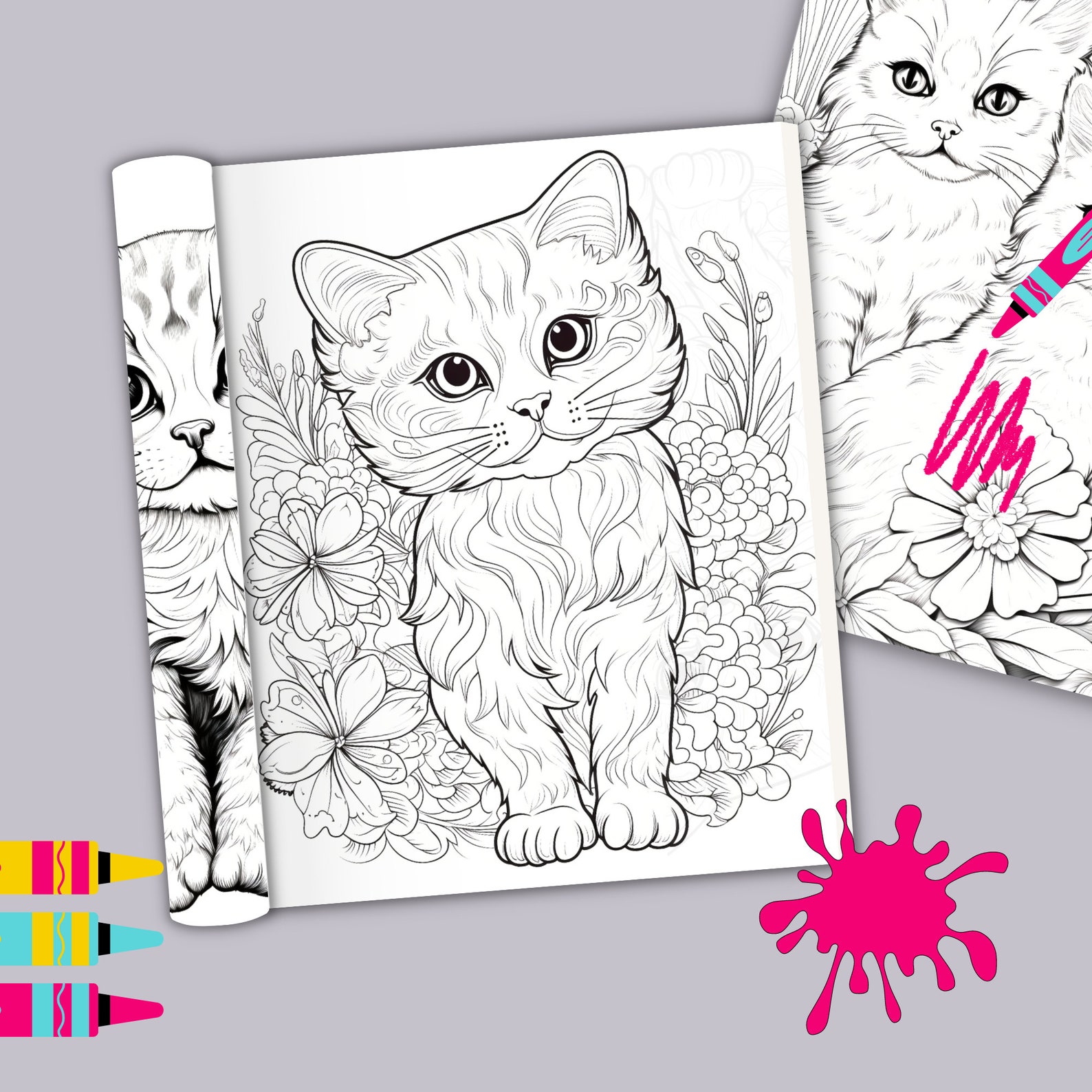 Cat Coloring Book Printable Pdf File Adorable Cats Coloring Pages for ...