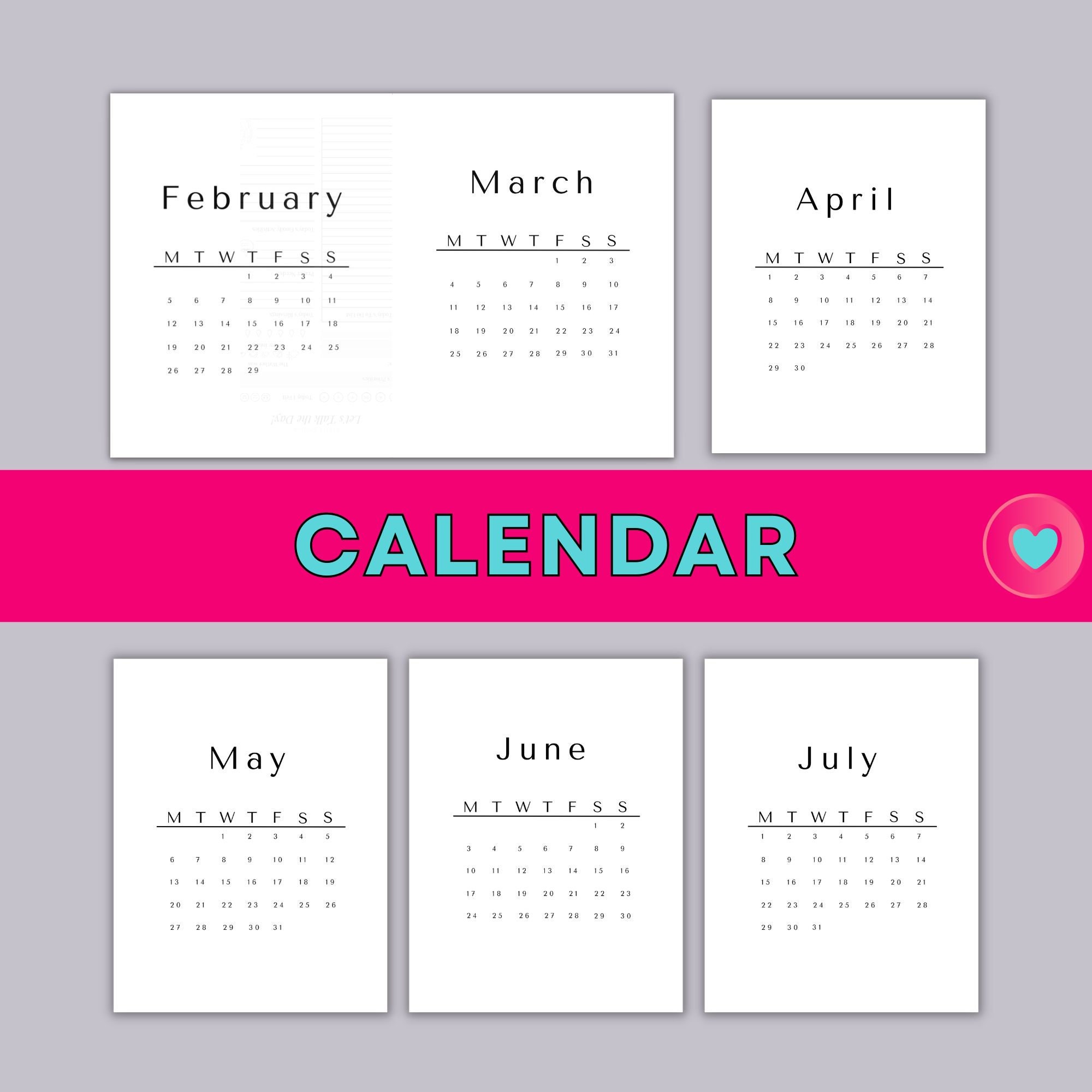 Calendar 2024 Printable Pdf Download Cute Calendars Monthly Planner ...