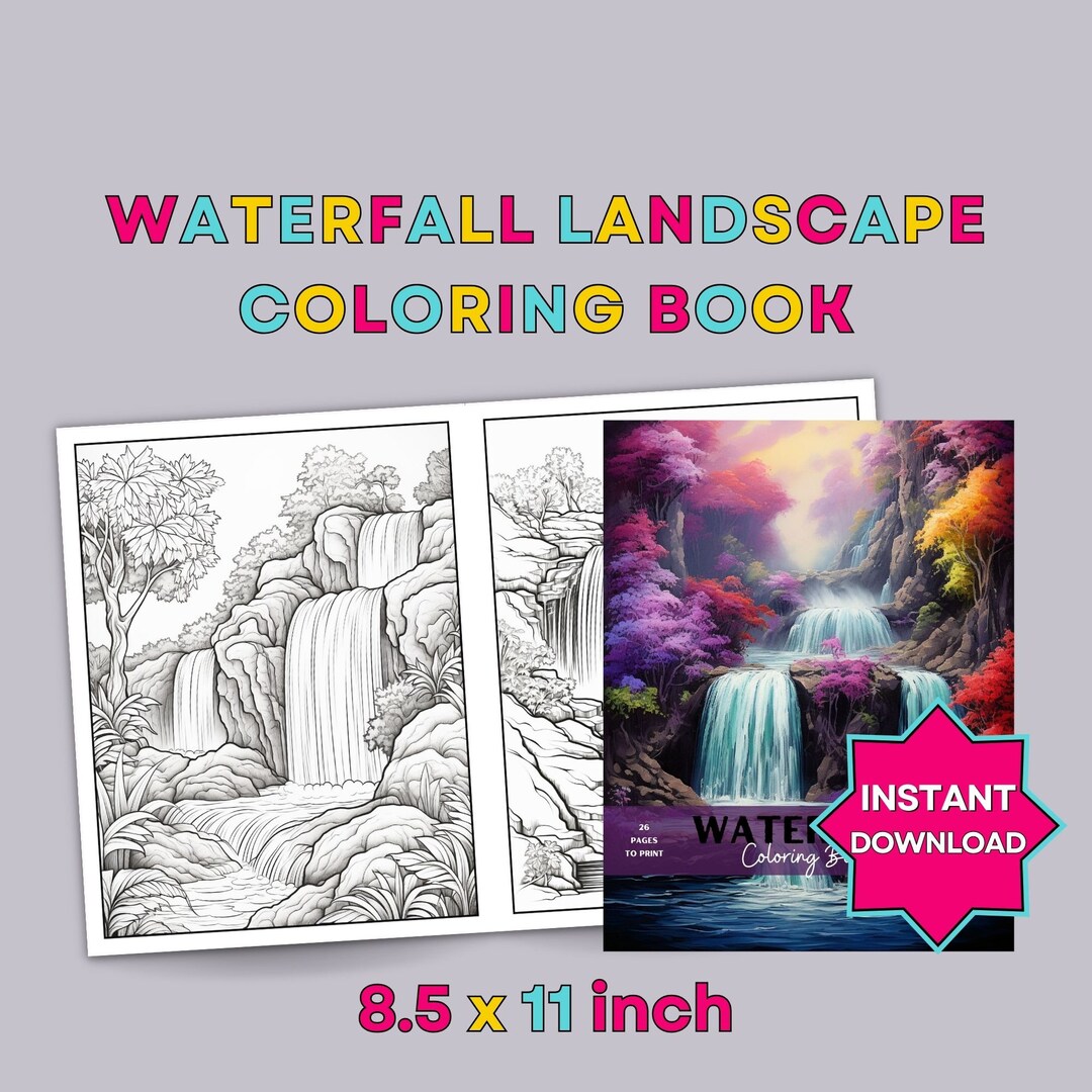 Waterfall Pages Waterfall Boho Coloring Book Coloring for Adults Teen ...
