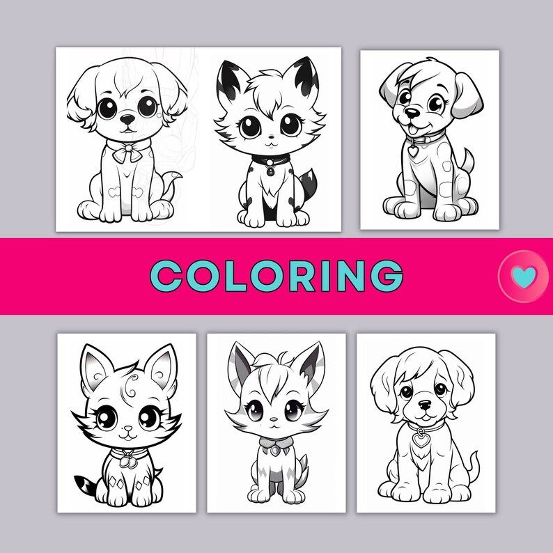 Cute Pets Coloring Pages Cute Pets Coloring Book Animal Coloring Page ...