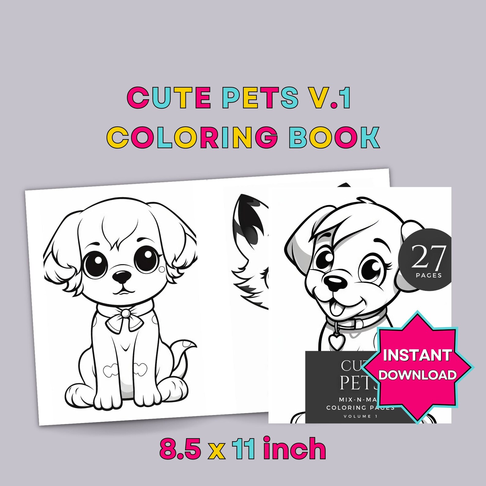 Cute Pets Coloring Pages Cute Pets Coloring Book Animal Coloring Page ...