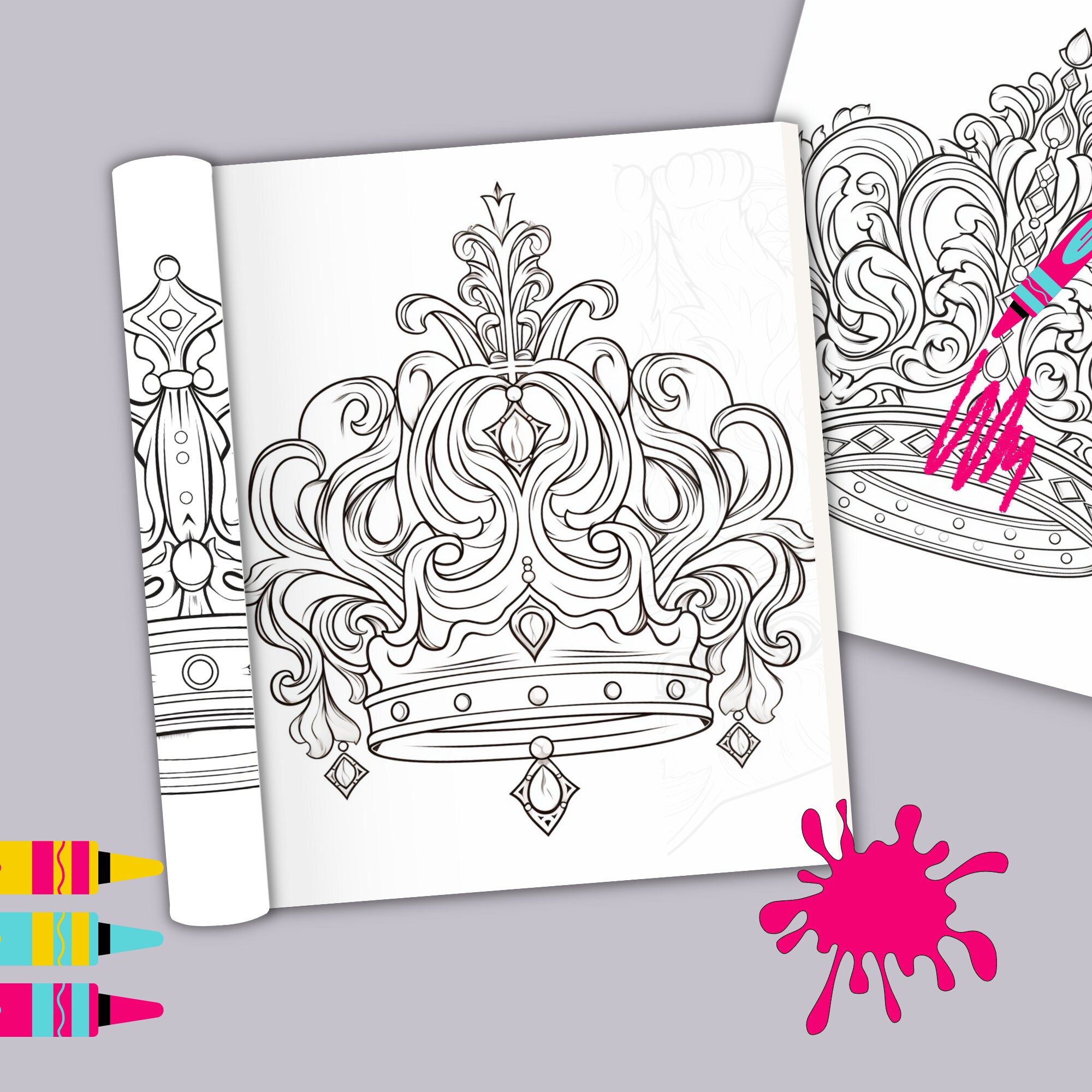 Crown Coloring Coloring Page Printable Pdf File Instant Download ...