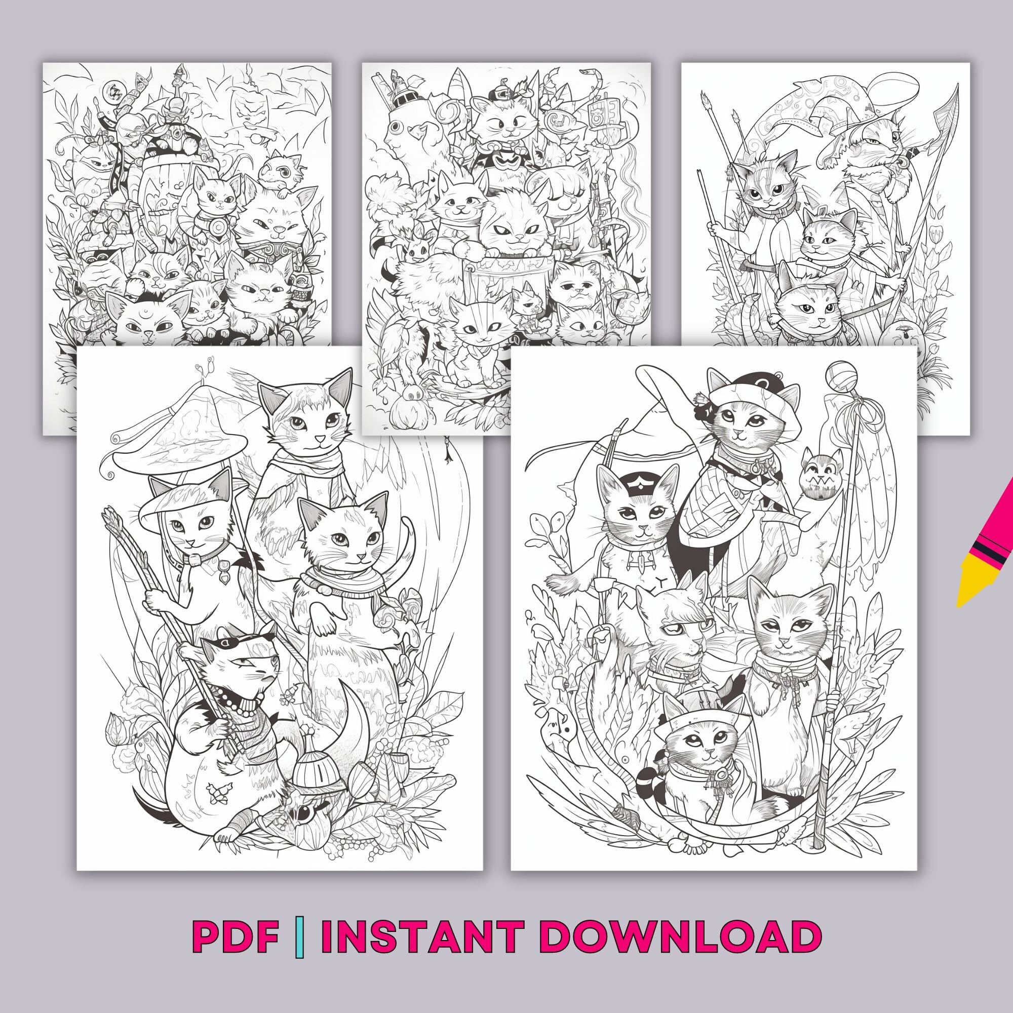 Cats Coloring Pages Cats Lover Gift Kitty Coloring Page Cats Coloring ...