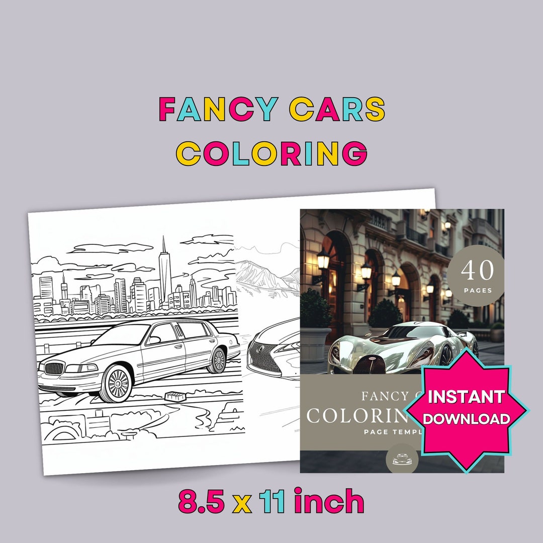 Cars Cars Coloring Book Coloring Pages for Boys Fancy Cars - Etsy