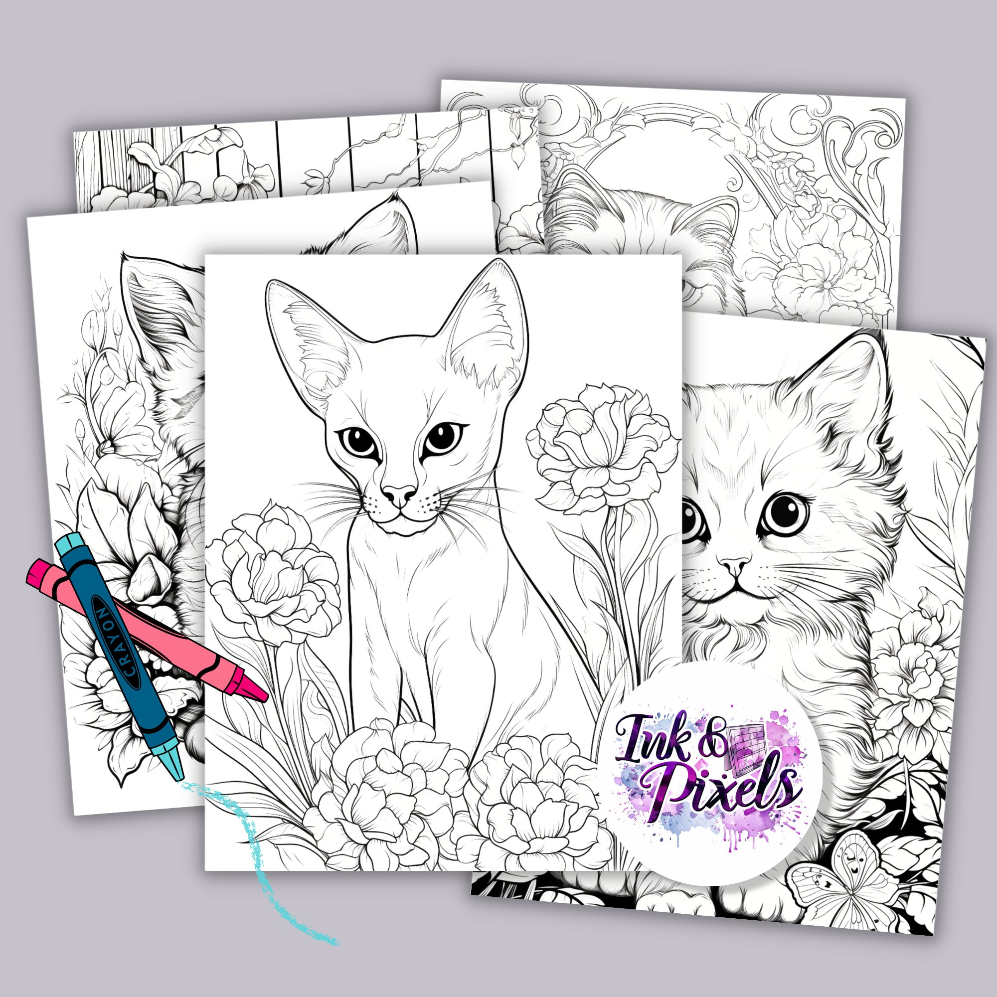 Cat Coloring Book Printable Pdf File Adorable Cats Coloring Pages for ...