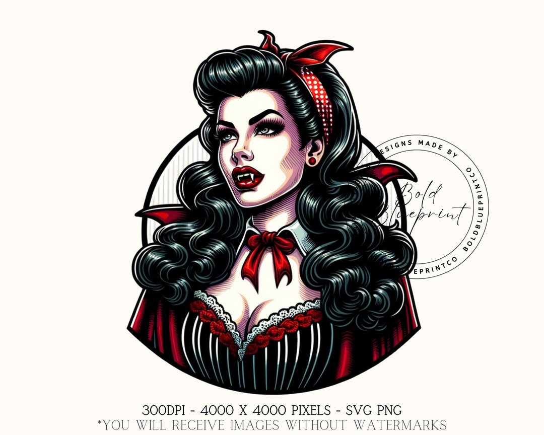 Halloween Pin up Vampire, PNG, SVG, Halloween Clipart, Beautiful ...