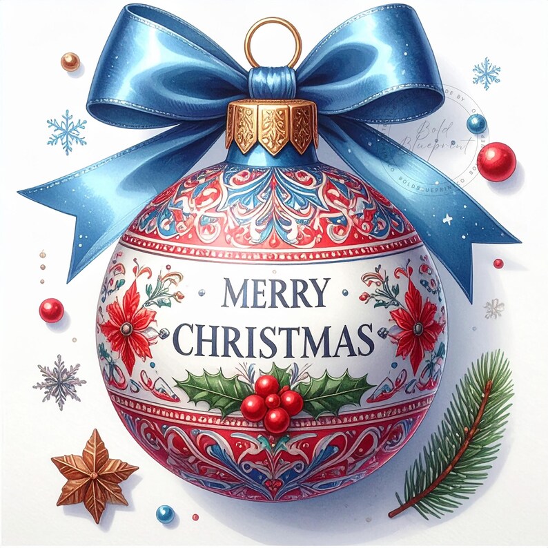 Christmas Ornament Clipart: High-res Baubles for Card Making (JPG ...
