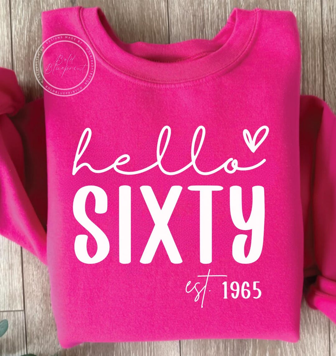 Hello Sixty SVG, PNG, Birthday Svg, 60th Birthday, Birthday Shirt, Est ...