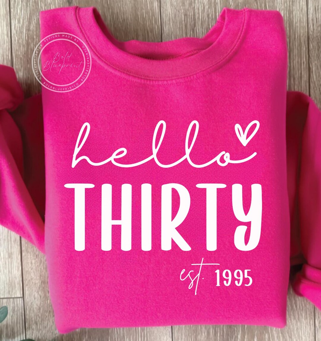 Hello Thirty SVG, PNG, Birthday Svg, 30th Birthday, Birthday Shirt, Est ...
