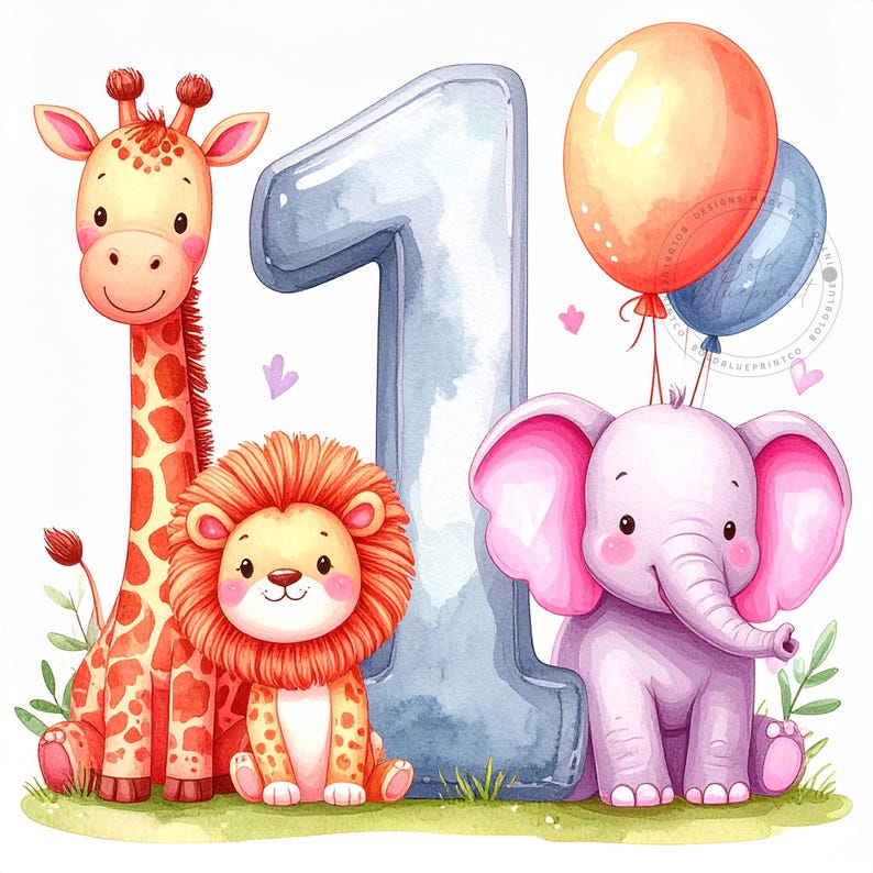 1st Baby Animals JPG First Birthday, Baby Wishes Clipart, Baby One Year ...