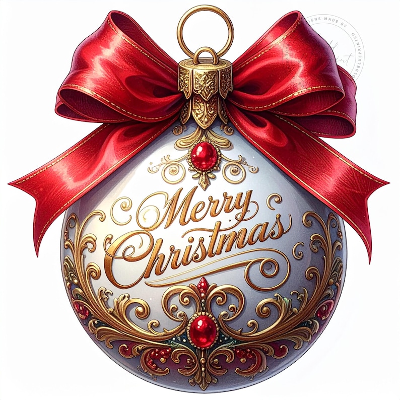 Christmas Ornament Clipart: High-res Baubles for Card Making (JPG ...