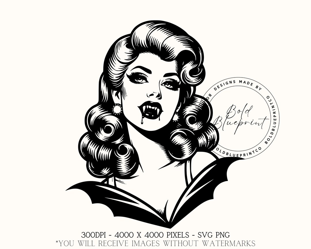 Pin up Vampire SVG, PNG, Gorgeous Pin up Vampire, Halloween Clipart, Spooky Season, Pin up ...
