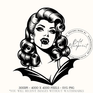 Pin up Vampire SVG, PNG, Gorgeous Pin up Vampire, Halloween Clipart ...