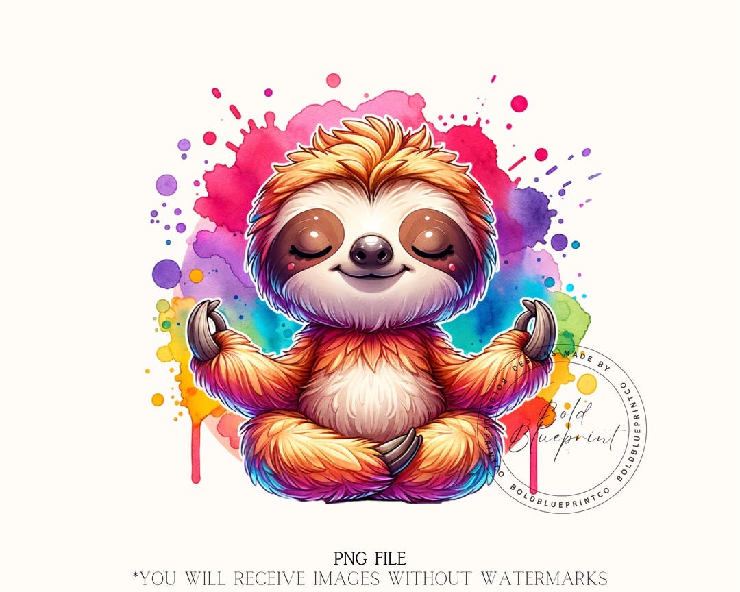 Sloth Yoga, PNG, Watercolor Sloth, Yoga Png, Sloth Clipart, Sloth, Just ...