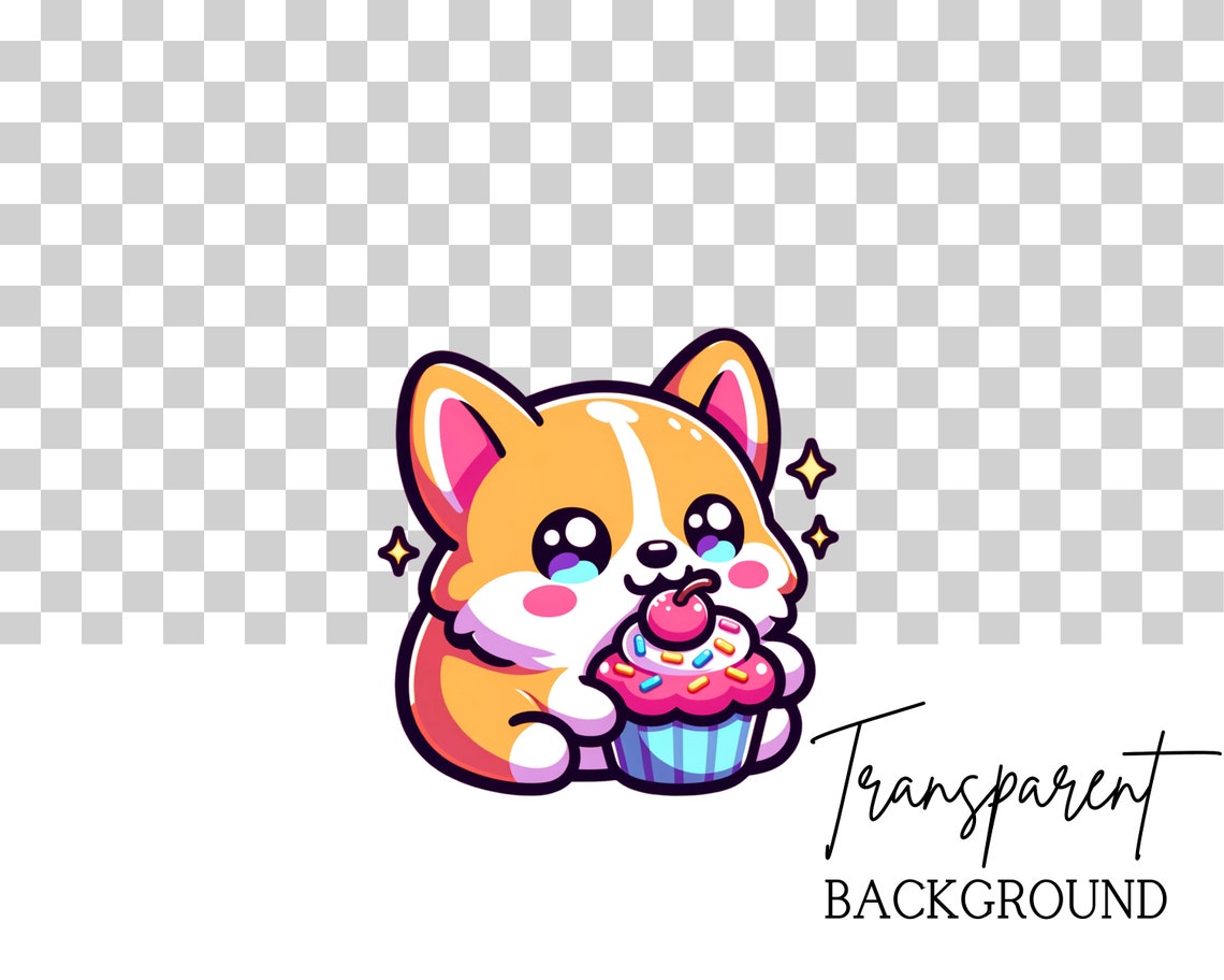 Kawaii Corgis Eat and Drink, Clipart Bundle, Cute Corgi Illustrations ...